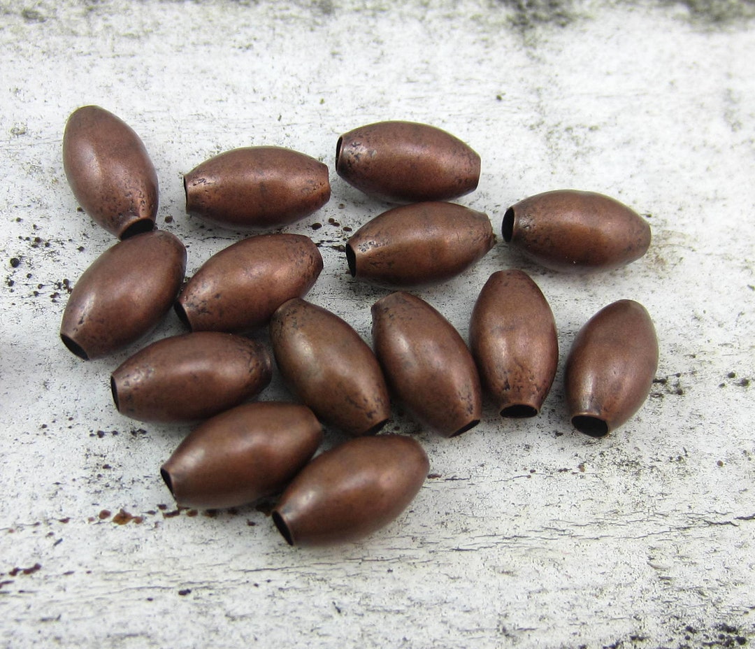 36 Copper Beads Large Rustic Beads Large Hole Beads 10mm X 6mm Metal ...