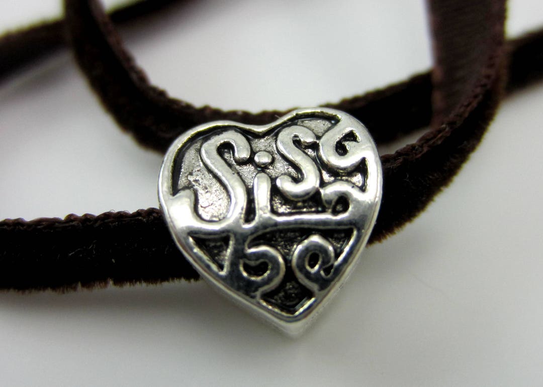 Silver Heart Beads SIS Metal Jewelry Making Beads Large Hole European ...