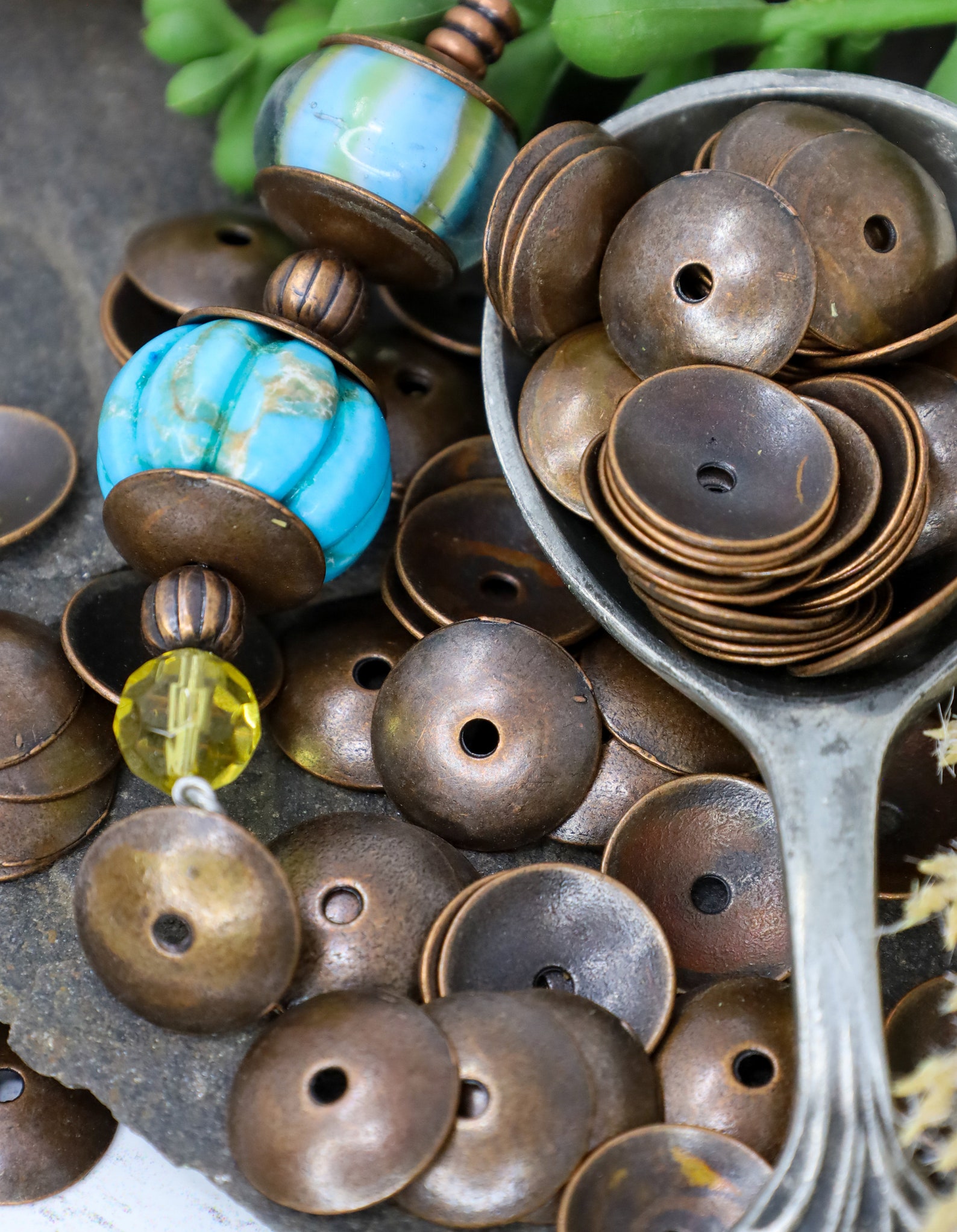 Oversized Large Copper Bead Caps, Copper Spacer Beads, Flat Bead Cap ...
