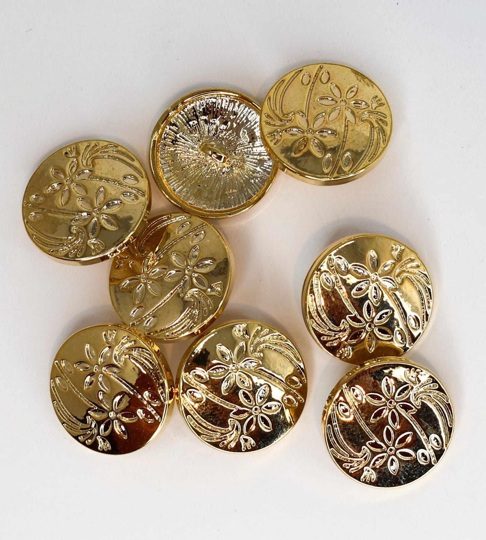 Gold Flat Round Shank Buttons, Polished 18K Gold Finish Buttons ...
