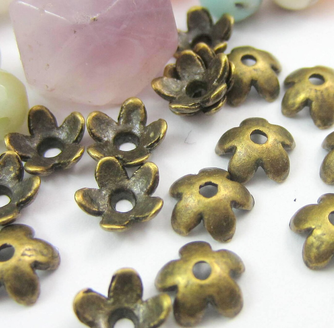 Bronze Bead Caps 6.5mm Bronze Metal Flower Bead Caps DIY Jewelry Supply ...
