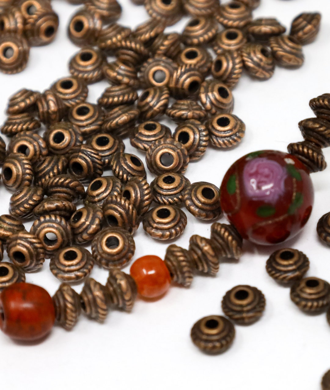 Red Copper Spiral Bead Spacers, Copper Metal Beads, Decorative Copper ...