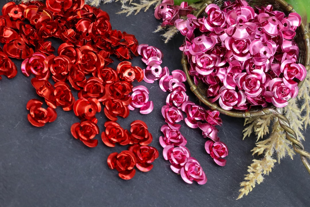 Aluminum Rose Flower Beads - Tin Metal Beads - Metal Rose Jewelry Beads ...