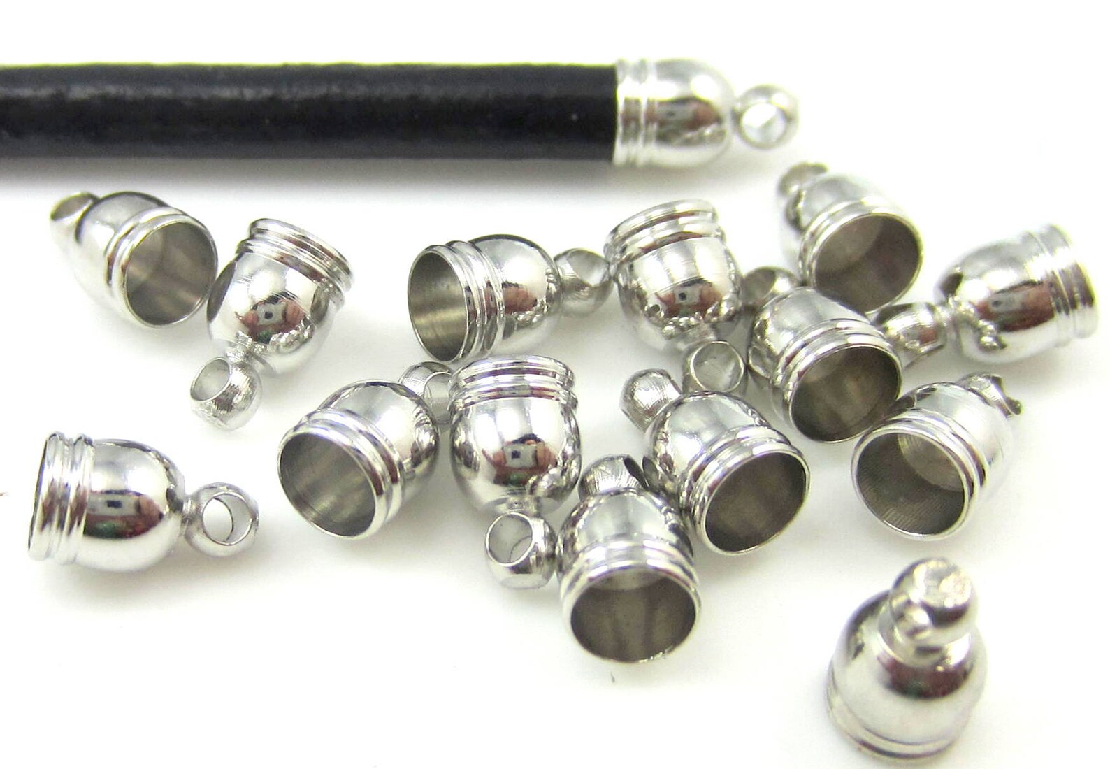 Antique Silver End Caps, Metal Findings Cord Ends, 8mm X 5mm, Jewelry ...