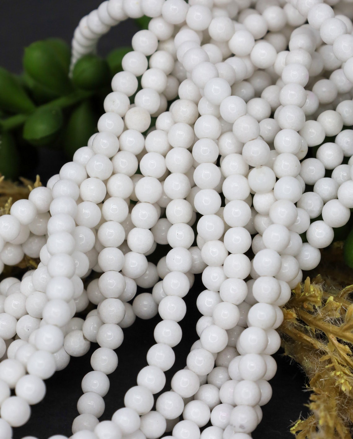 Natural Mashan Round Jade Beads - Dyed Natural Stone Beads - Semi ...