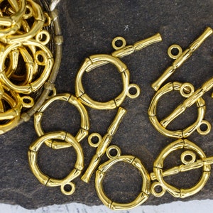 12 Gold T Bar Toggles, Goldbamboo OT Toggle Clasps Connectors for ...