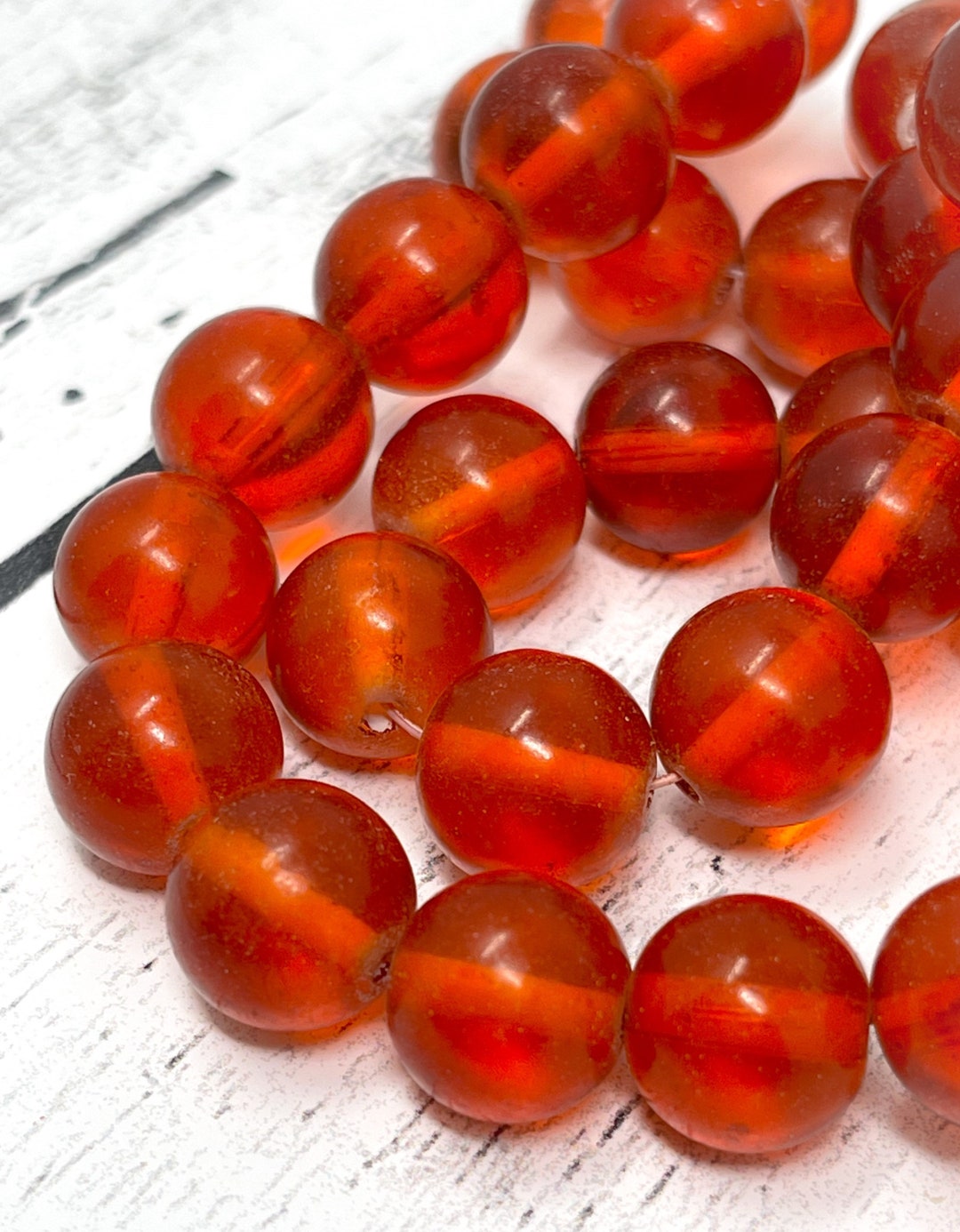 30 Orange Clear Glass Round Beads - 12mm - Etsy