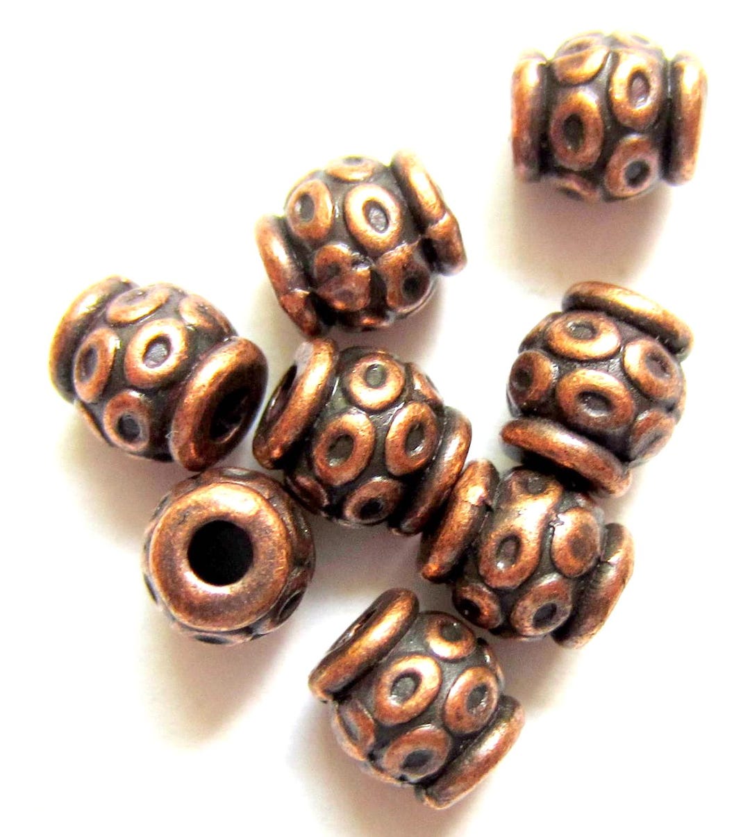 Red Copper Spacers Beads 6mm X 6mm 2mm Hole Antique Copper Lead and ...