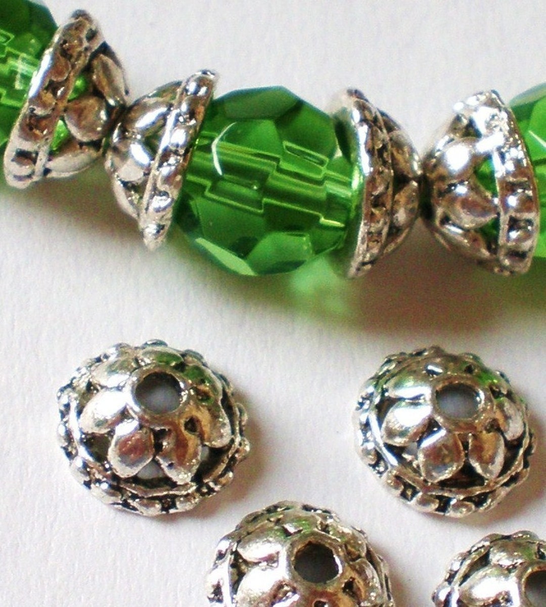 30 Bead Caps Silver Metal 7.8x1.2 Mm Jewelry Supplies - Etsy
