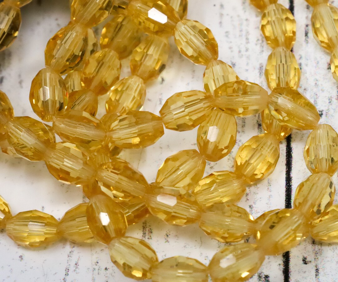 1 Strand Sparkling Glass Beads Strand, Oval Faceted Beads for Jewelry ...