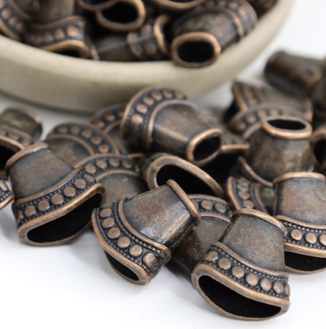 Tibetan Style Red Copper Bead Caps, Trapezoid Alloy Caps, Antique Metal ...