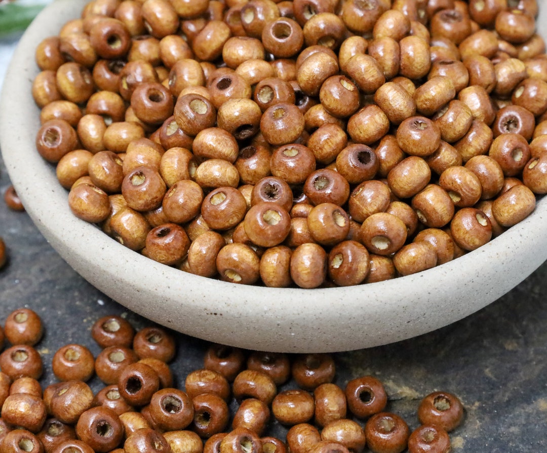 Mahogany Colored Wood Rondelle Beads, Natural Wood Spacer Beads, Approx ...