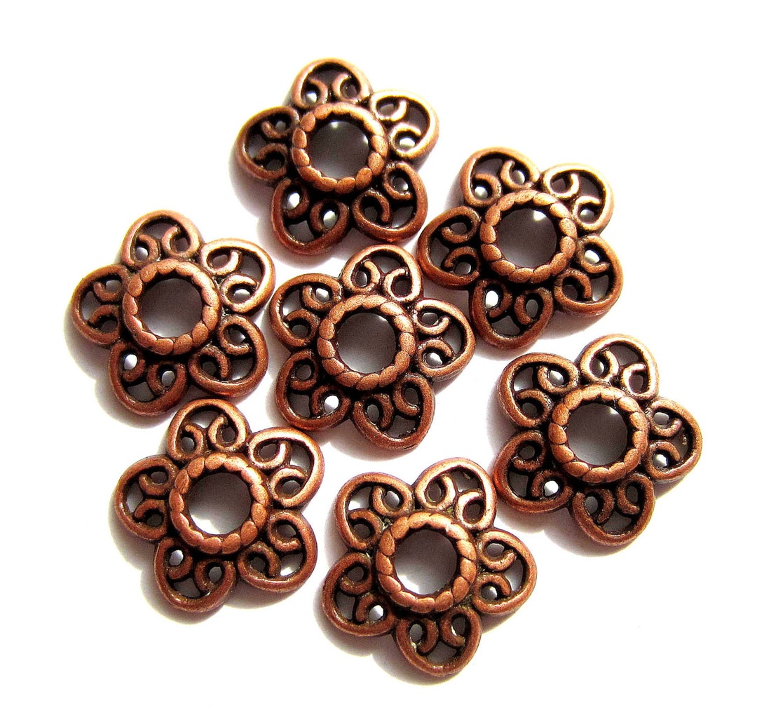 30 Bead Caps Red Copper 12mm Lace Filigree Diy Jewelry Making - Etsy