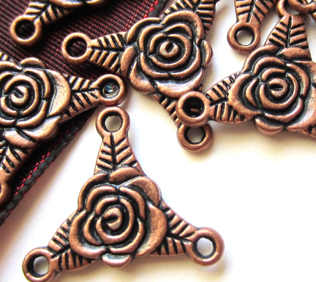 Antique Copper Rose Connectors, Double-sided Tibetan Style Alloy Links ...
