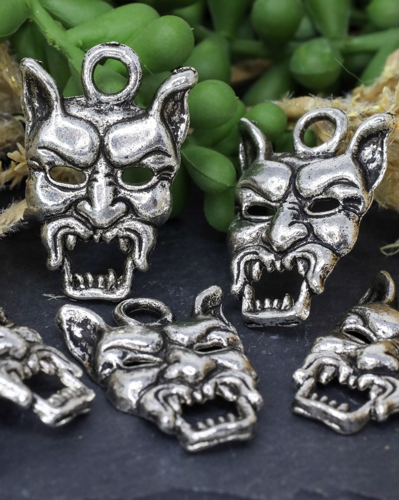 Antique Silver Screaming Devil Pendant - Pagan Jewelry Pendants ...