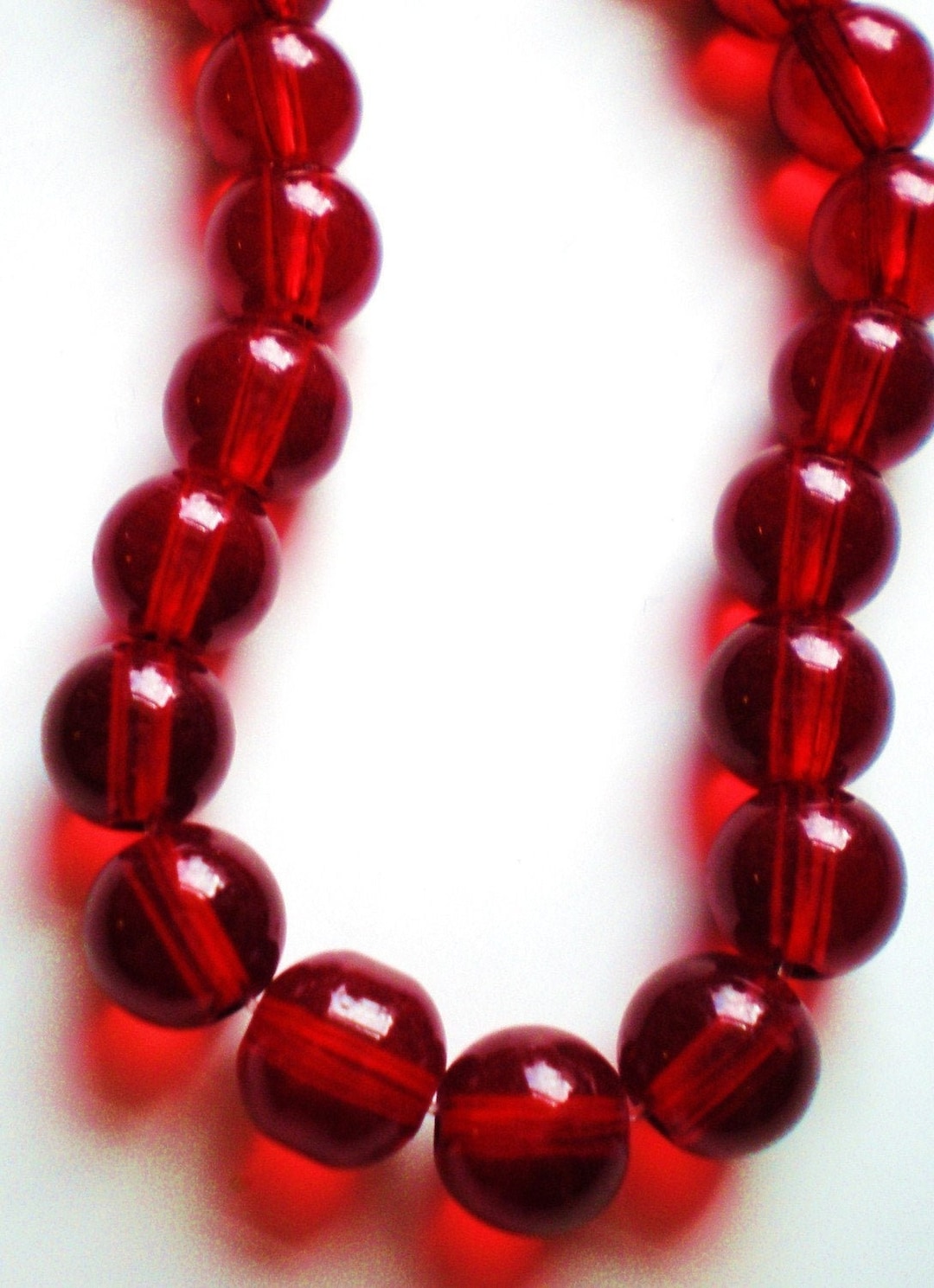 Cranberry Red Glass Beads, Red Round Beads, Glass Spacer Beads, Glass ...