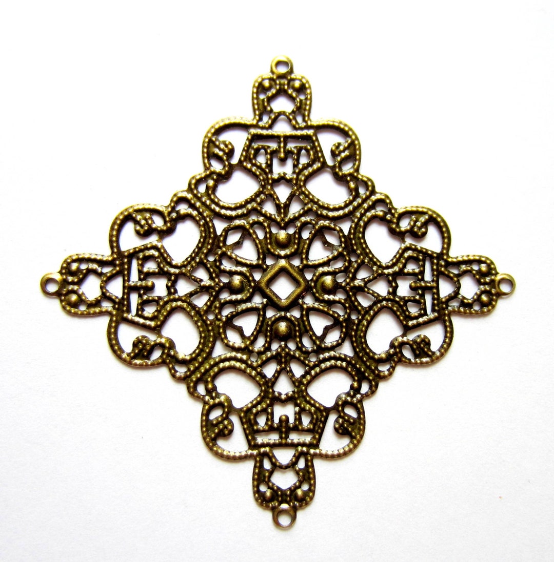 10 Antique Bronze Filigree Pendants Metal Filigree Flower Wraps Vintage ...