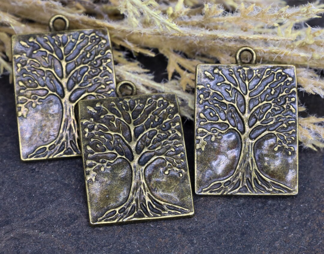 5 Antique Bronze Tree of Life Pendants - Nature Charms - Bronze ...