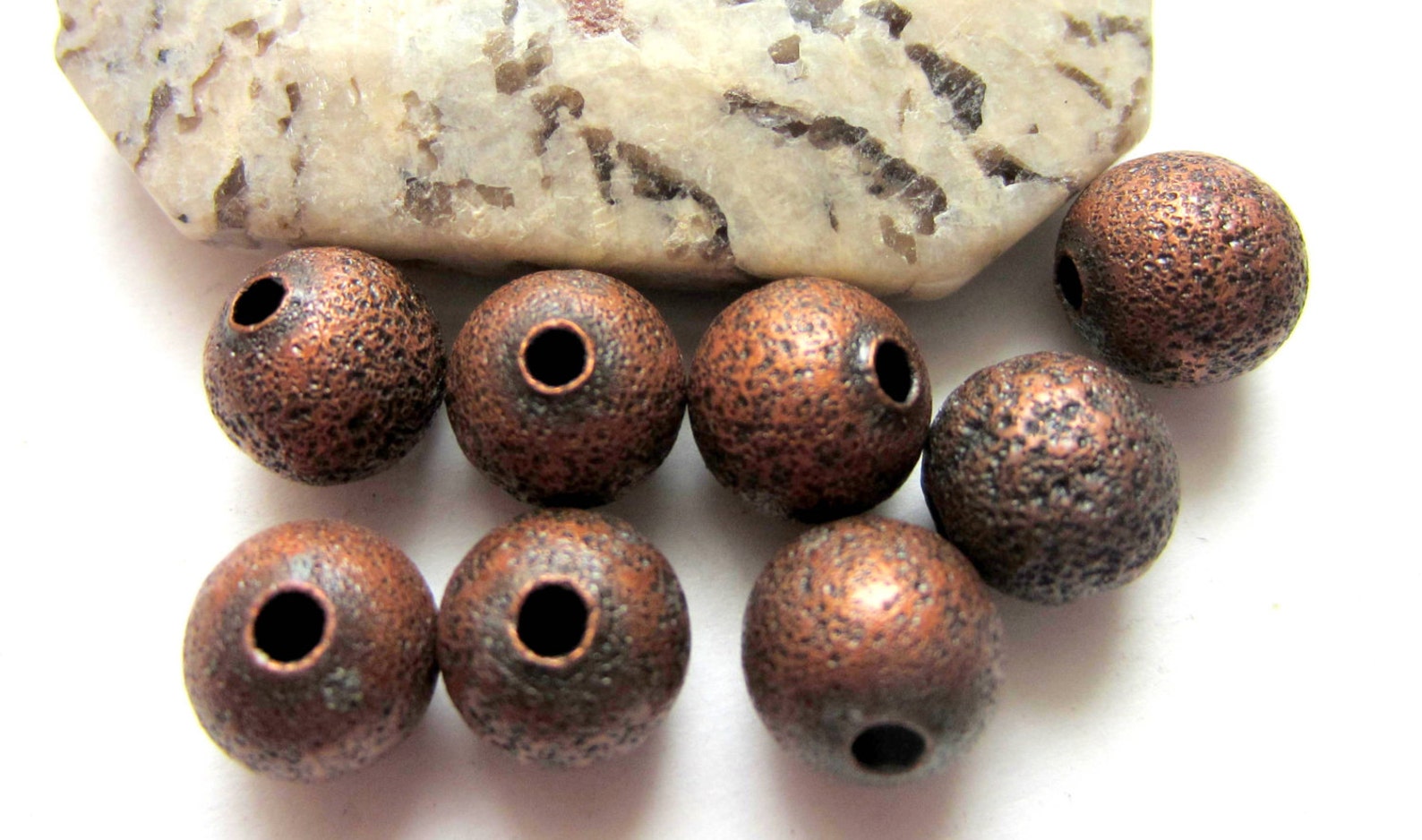 Round Red Copper Textured Beads, Copper Spacer Beads, Metal Spacer ...