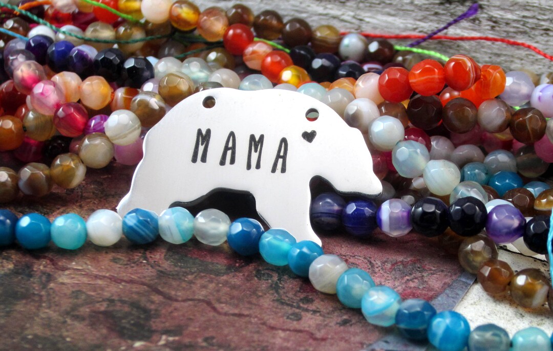 8 Silver Mama Bear Charms Stainless Steel Jewelry Connectors Mama ...