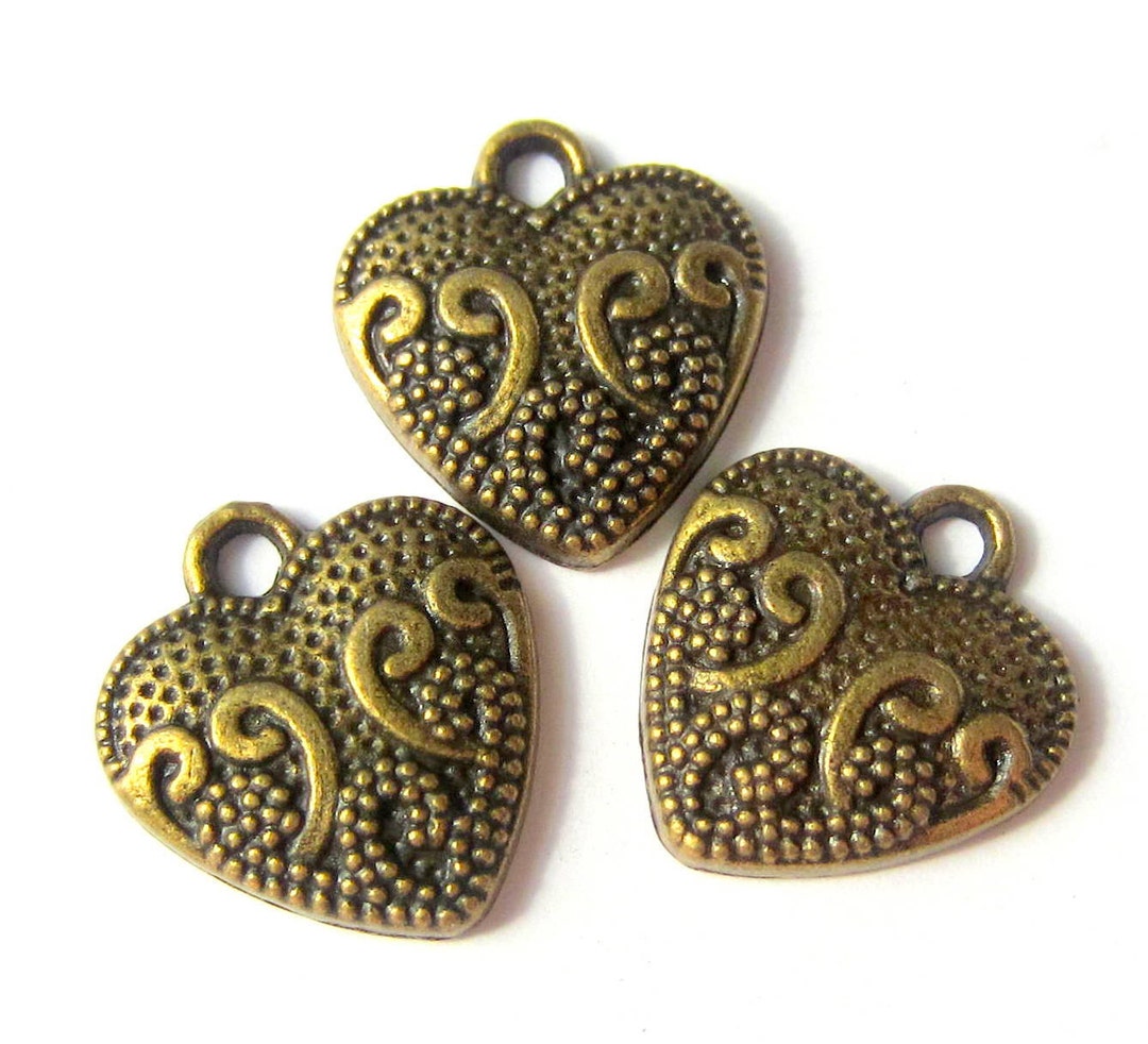 12 Heart Charms Antique Bronze Metal 17mm X 15mm X 3mm - Etsy