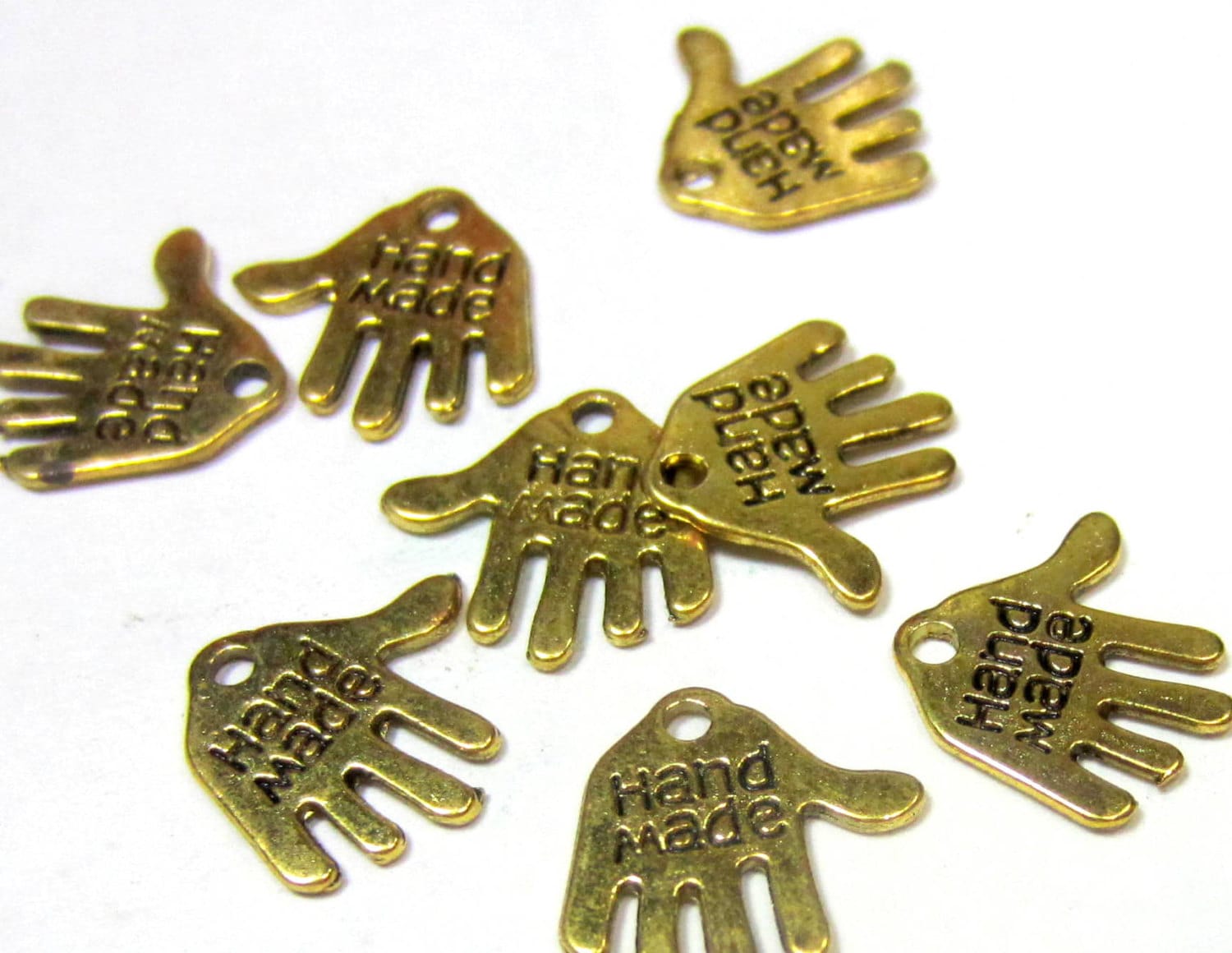30 Antique Gold Made by Hand Tag Charms Marked Made by Hand - Etsy