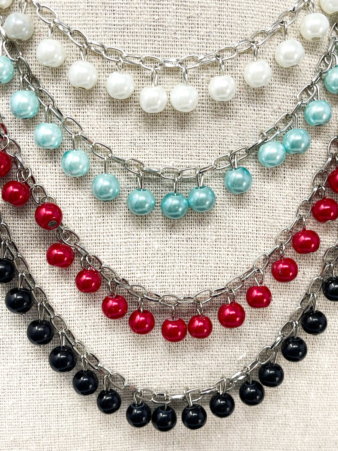 Round Glass Pearl Beads Chains for Necklaces Bracelets Making, With ...