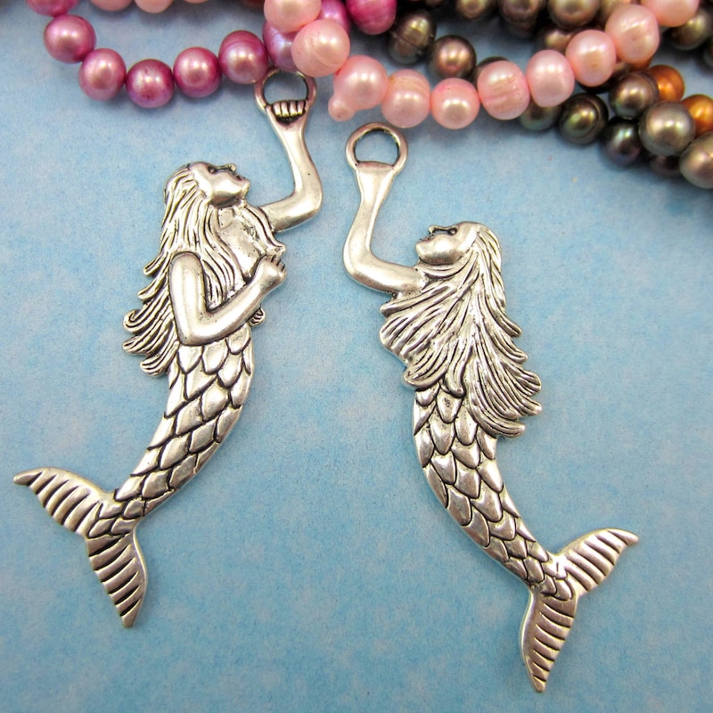 Silver Mermaid Charm - Etsy