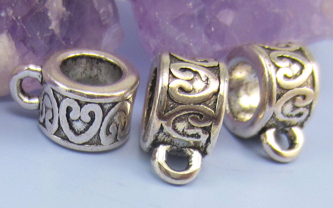 18 Antique Silver Hangers Charm Hangers Jewelry Making Supplies Pendant ...