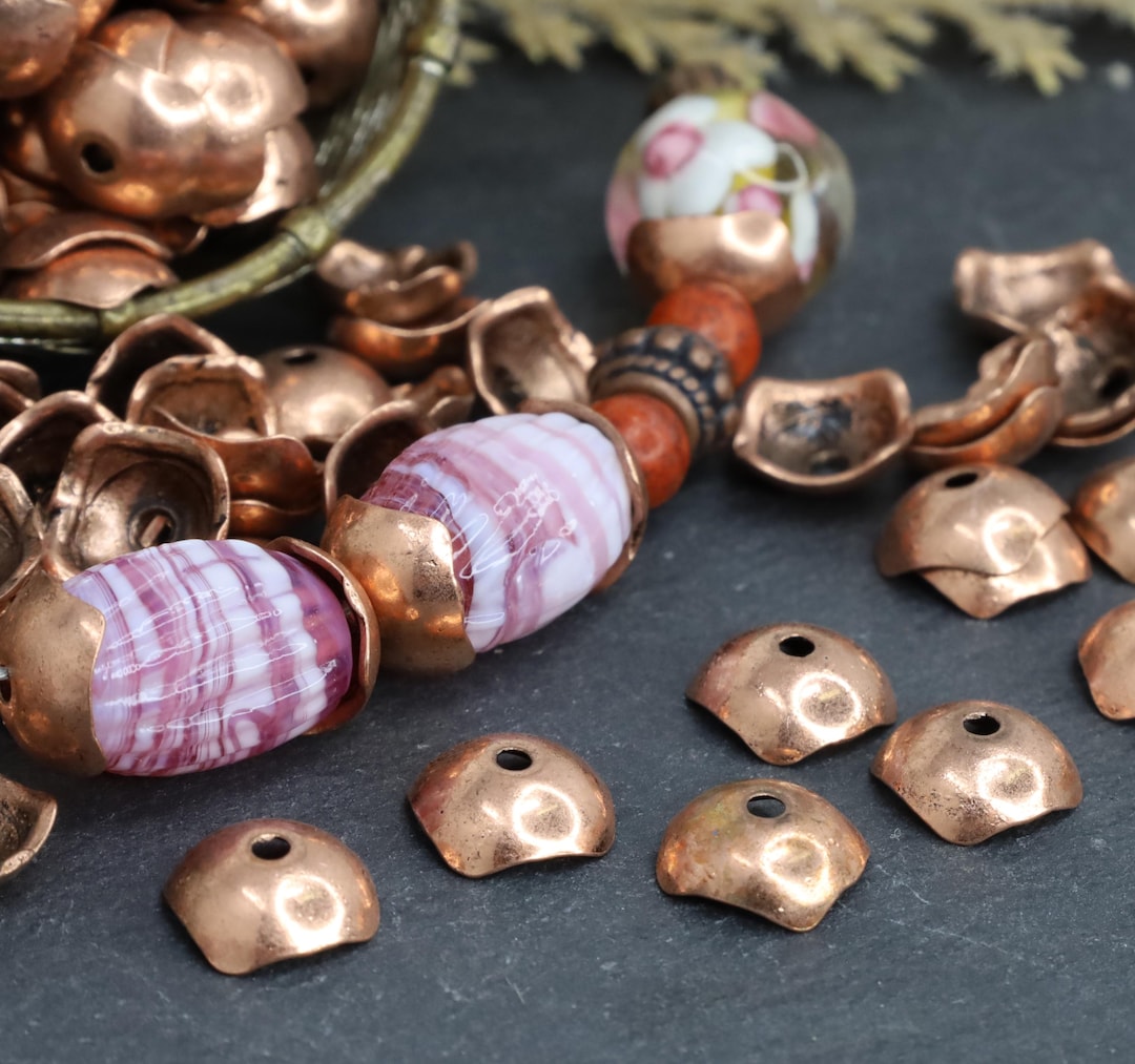 Plain Copper Metal Bead Caps - Copper Bead Caps - Square Copper Beads ...