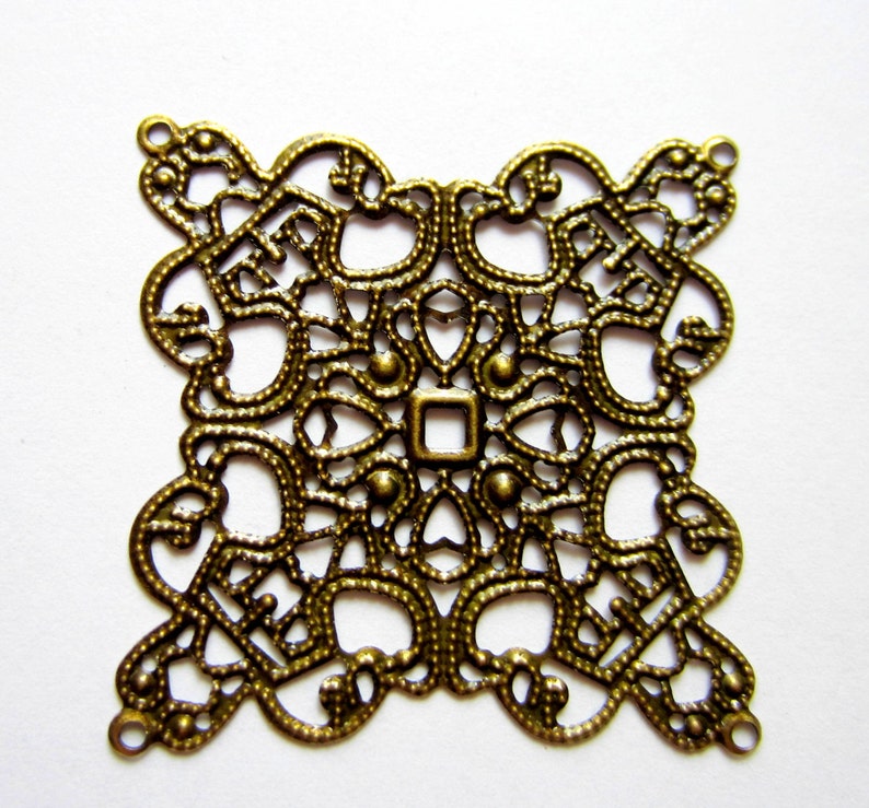 10 Antique Bronze Filigree Pendants Metal Filigree Flower | Etsy