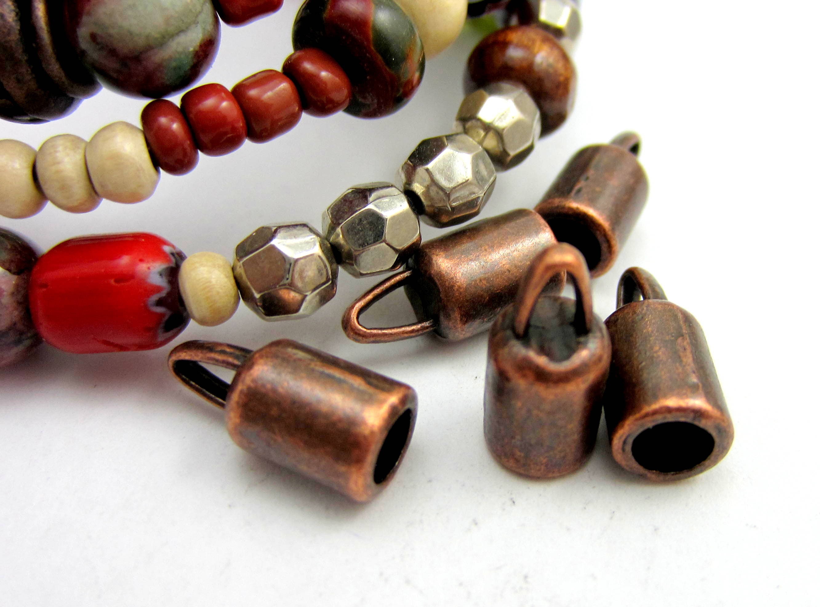 Antique Copper Bead Caps Barrel End Caps Cord End Tassel Caps 14mm X 6 ...