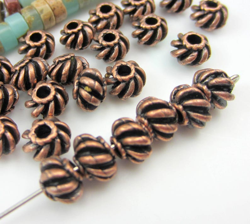 24 Copper Beads Rustic Beads Large Hole Beads Metal Beads - Etsy