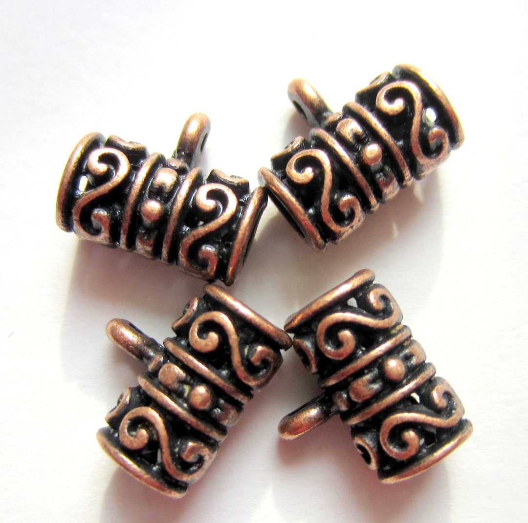 16 Antique Copper Charm Hangers Jewelry Making Supplies Bead Pendant ...