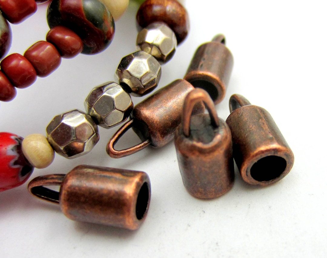 Antique Copper Bead Caps Barrel End Caps Cord End Tassel Caps 14mm X 6 ...