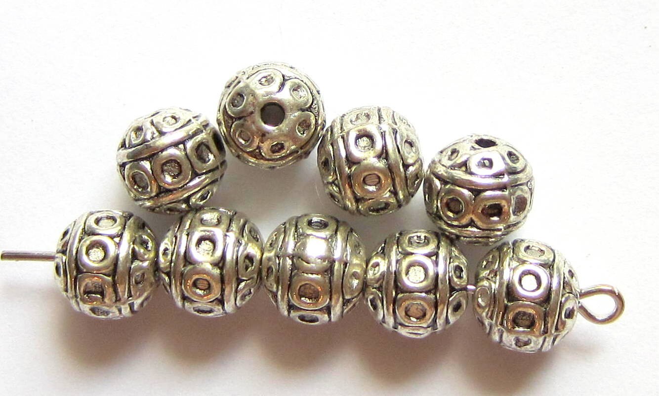 30 Antique Silver Beads Spacers Lead Nickel Safe 8mm - Etsy