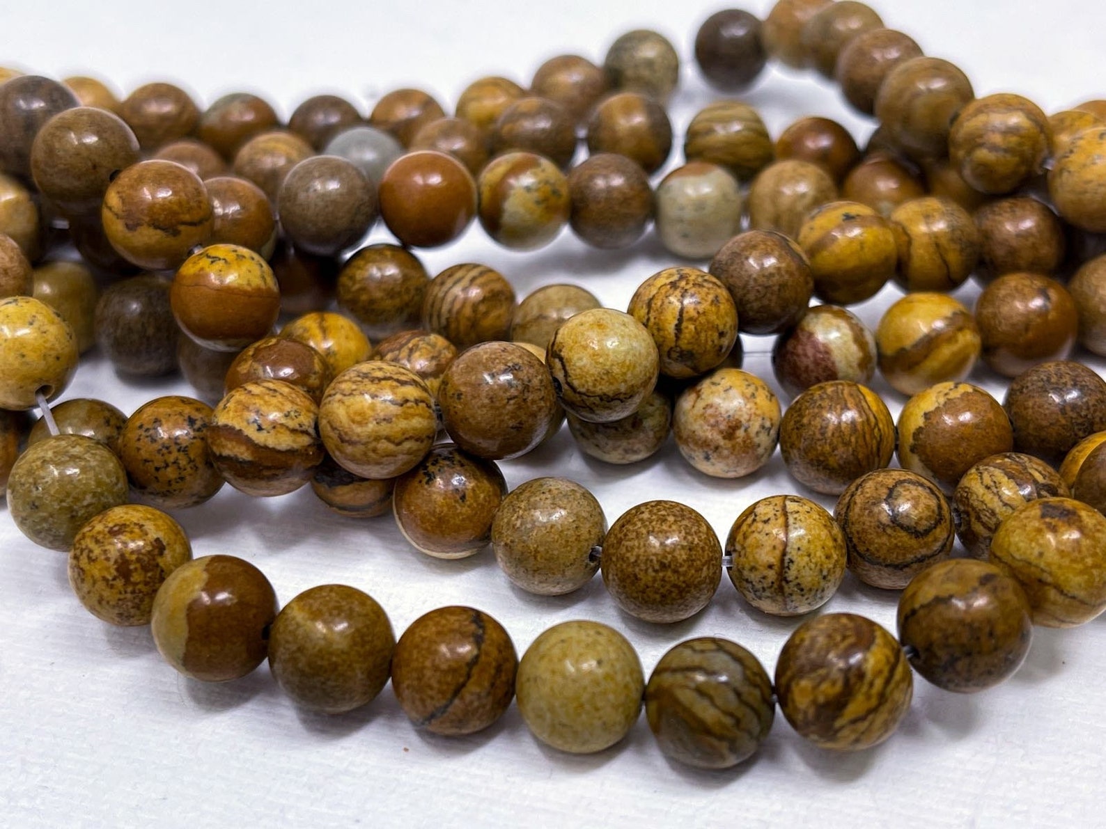 Picture Jasper Beads 8mm Gemstone Jewelry Supplies Strand 45 - Etsy