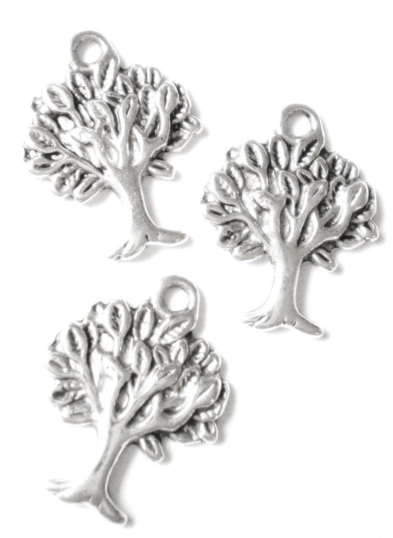 12 Tree Charms Silver 22mm 17mm Antique Silver Metal Jewelry - Etsy