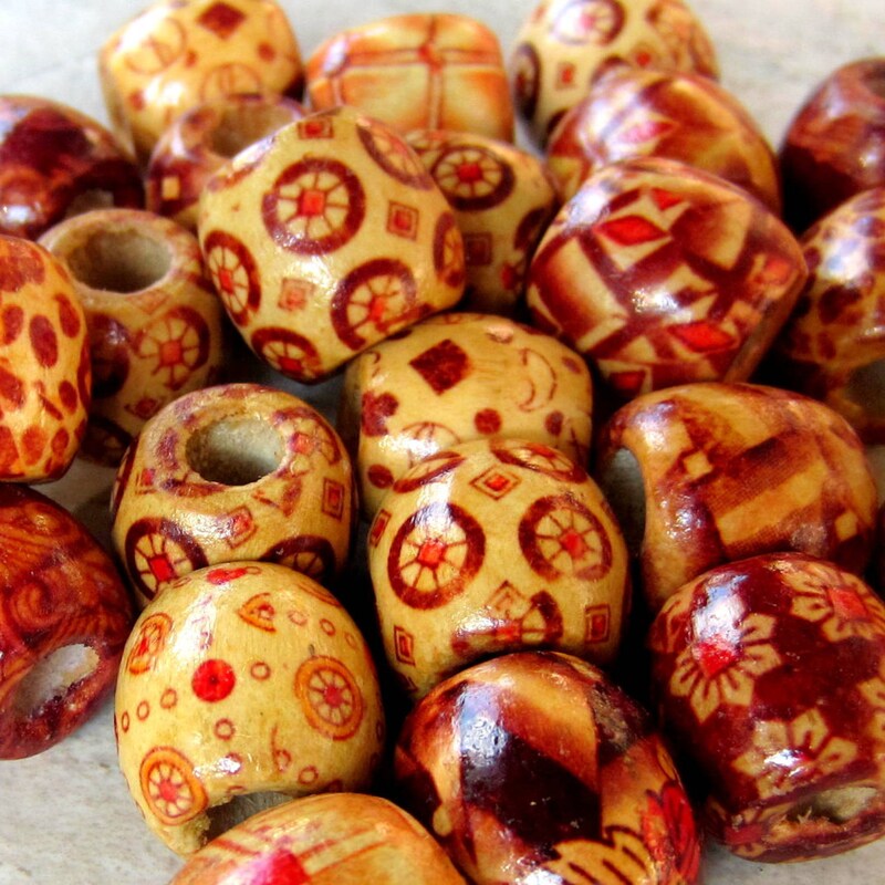 Painted Wood Beads - Etsy