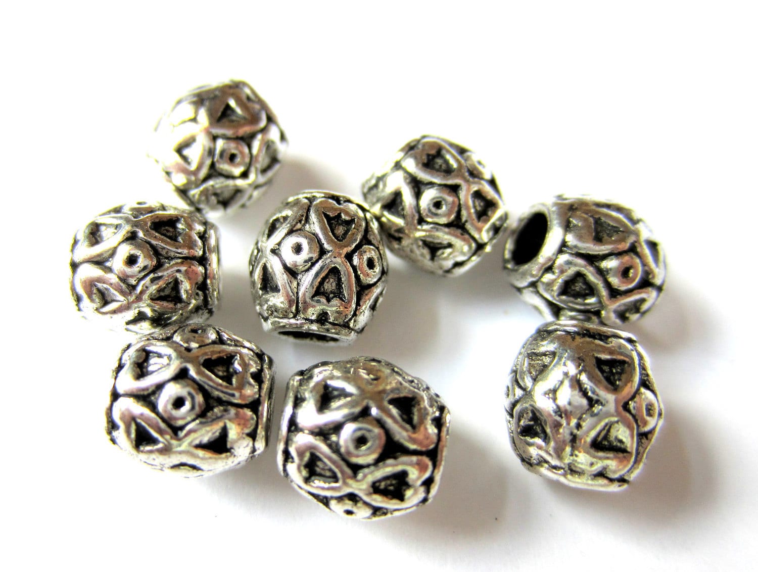 Metal Beads Antique Silver 10 Embossed Ethnic Spacers 10mm 7mm | Etsy