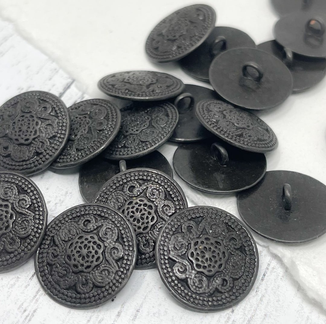 Dark Grey Shank Buttons, Gunmetal Black Boho Wrap Bracelet or Bag ...