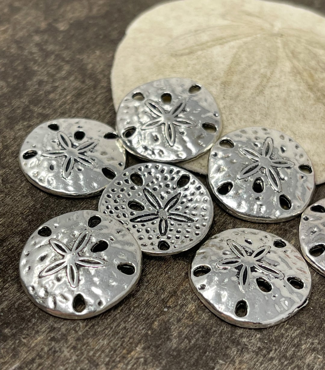Antique Silver Sand Dollar Connectors, Ocean-themed Shell Charms for ...