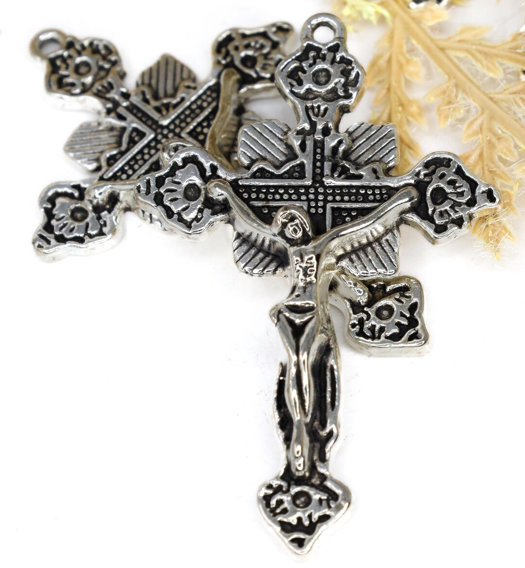 Antique Silver Cross Pendants, Tibetan Style Crucifix Charms, Large ...