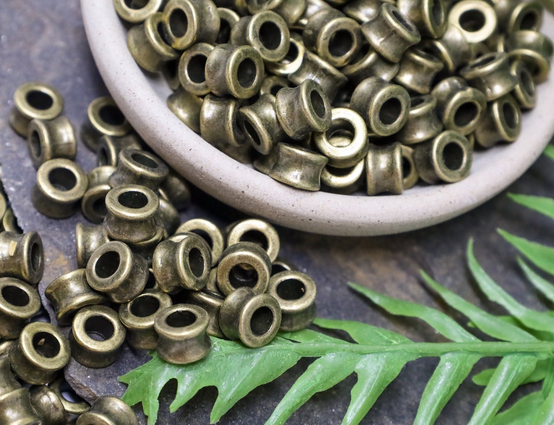 Antique Bronze Tibetan Style Large Hole Tube Spacer Beads, Bronze ...
