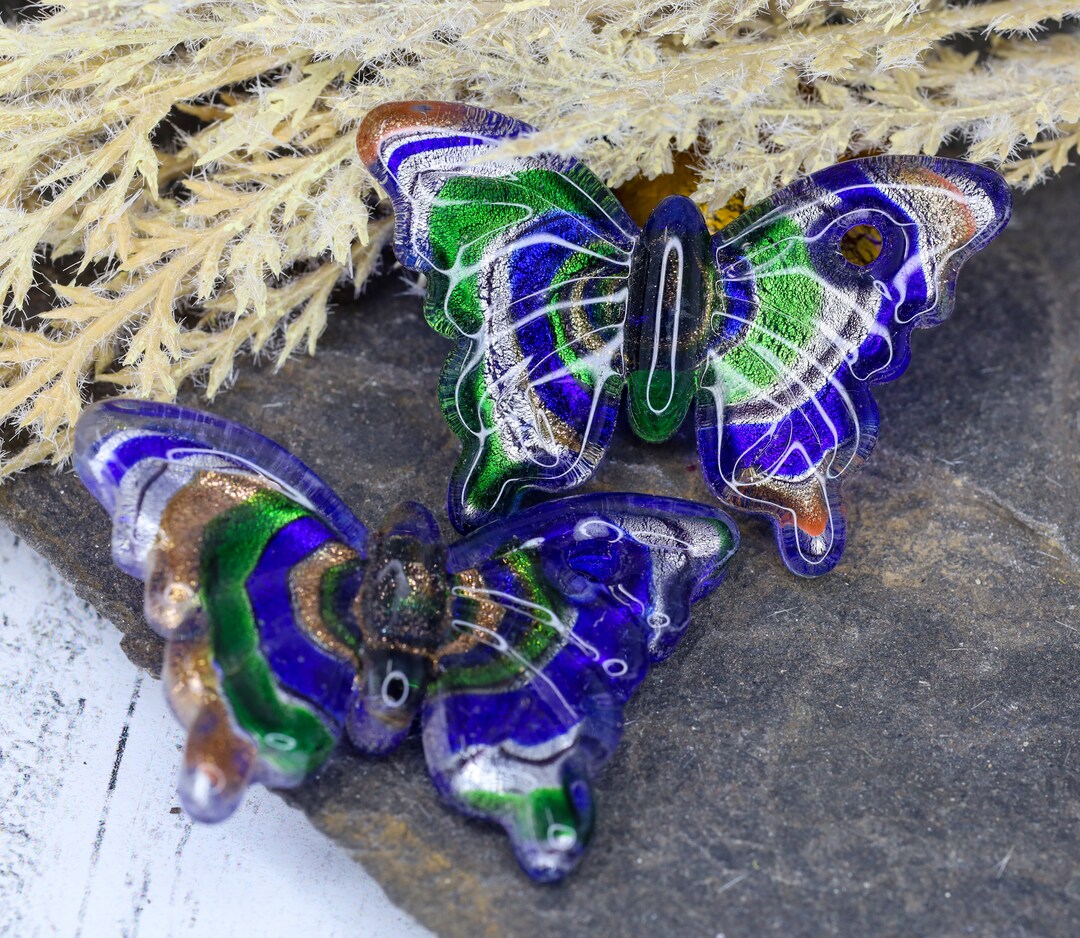 1 Murano Glass Butterfly Pendant, Oversized Glass Pendant, Dichroic ...