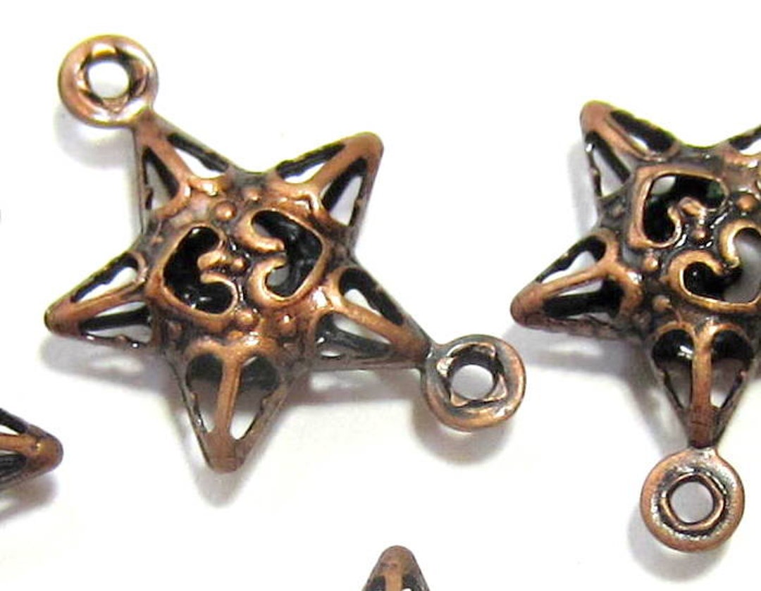 16 Copper Star Charms Antique Copper Jewelry Connectors, Red Copper ...
