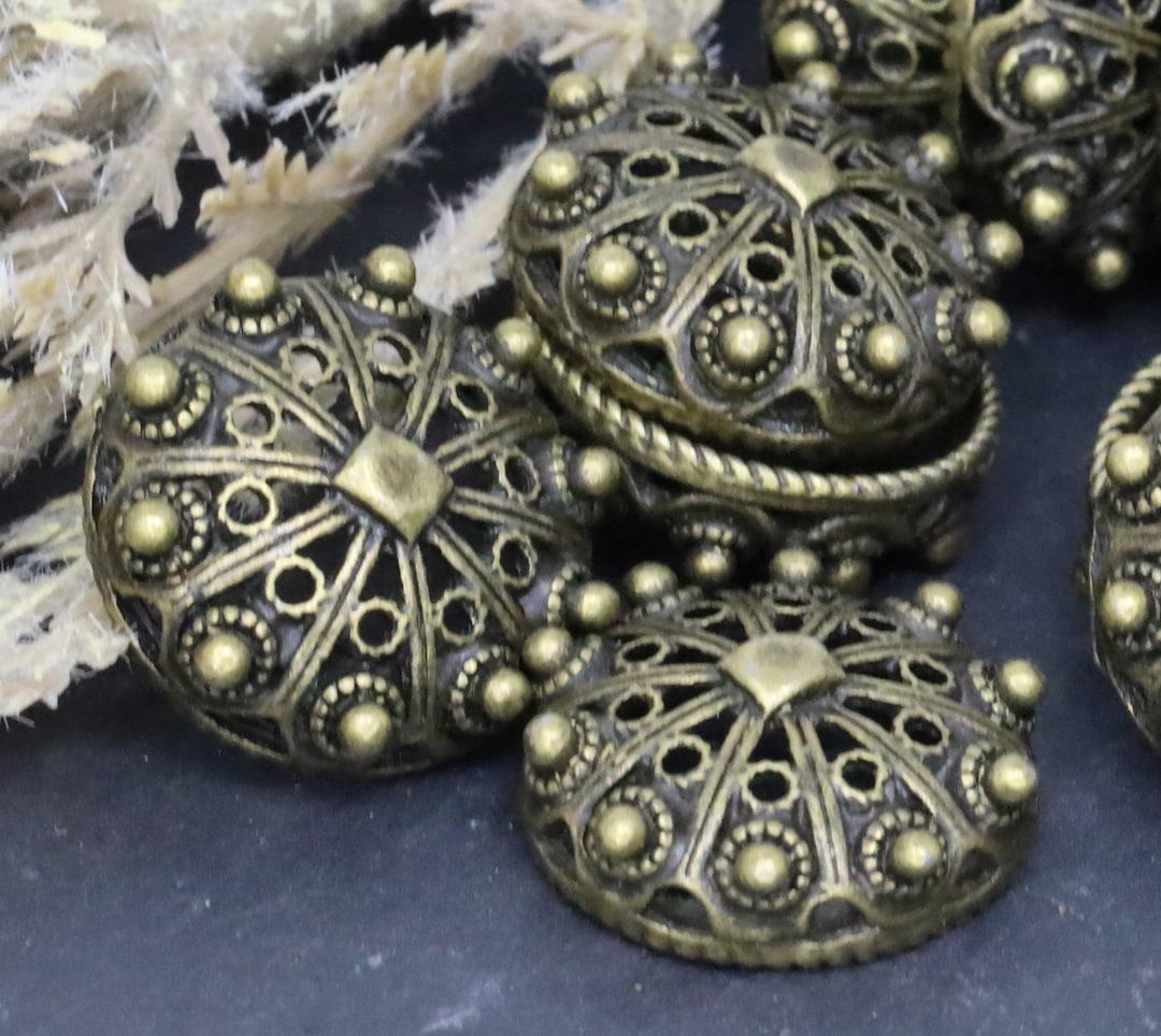 Large Filigree Bronze Beads Caps - Decorative Bead Caps - Bronze ...