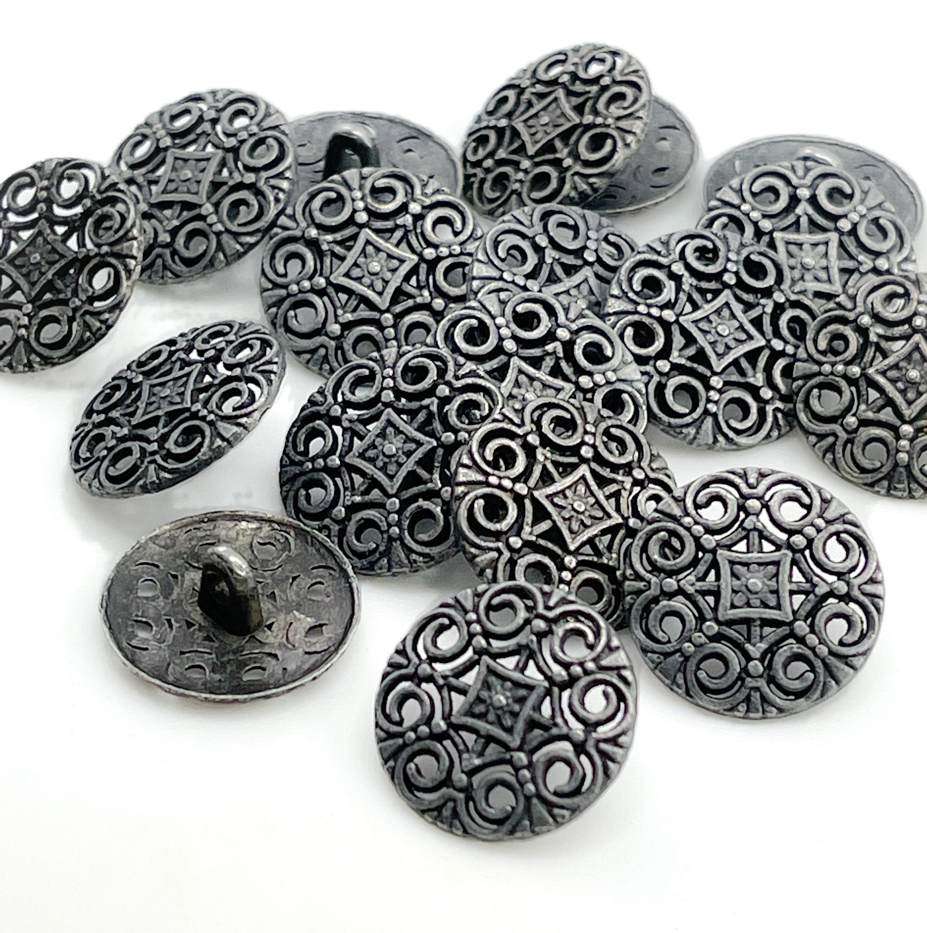 Matte Silver Shank Buttons - Engraved Dome Buttons - Button Closures ...