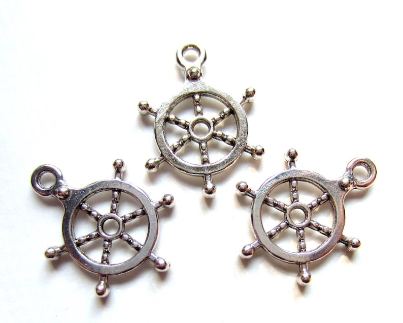 12 Ships Wheel Charms Antique Silver Pendants Jewelry Making - Etsy