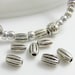 24 Silver Beads Metal Ribbed Barrel Bead Antique Silver Oval Beads 6 ...